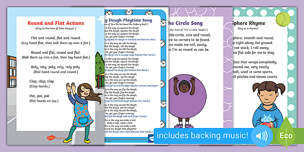 Round and Flat Songs and Rhymes Resource Pack - Twinkl