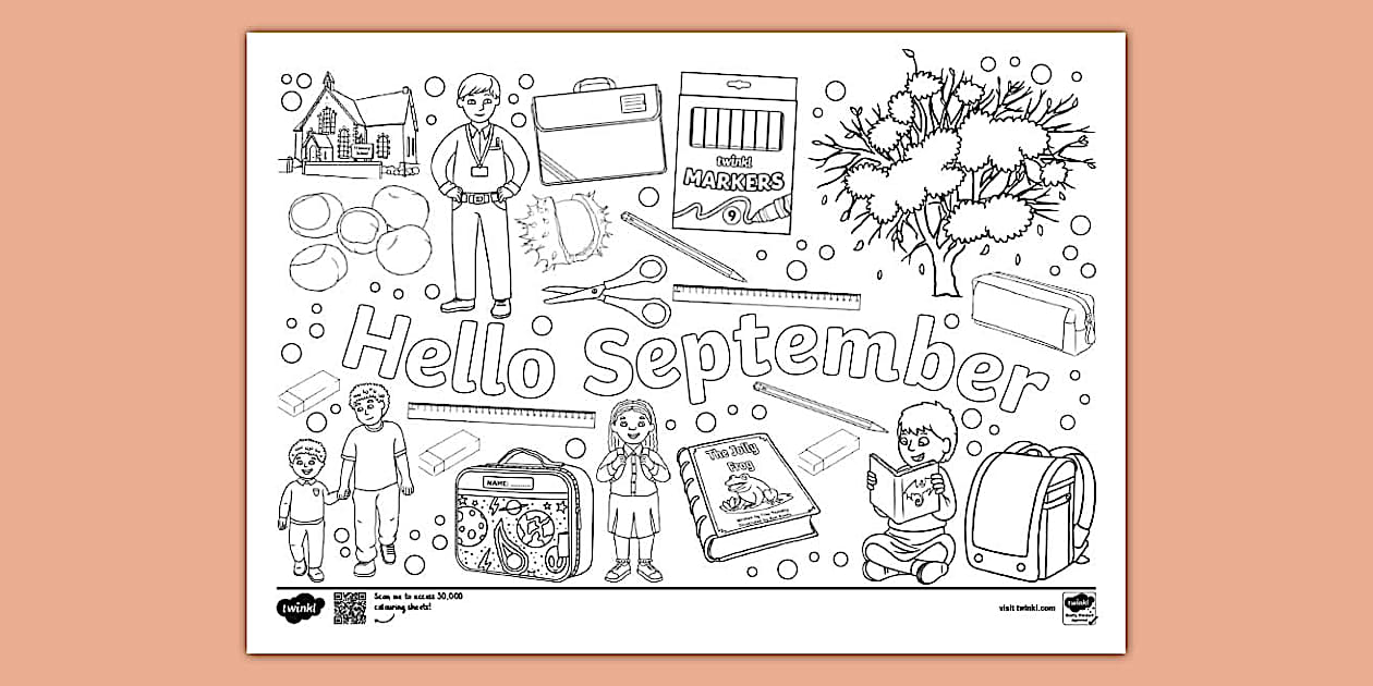 Hello September Colouring Page - KS1 (Teacher-Made) - Twinkl