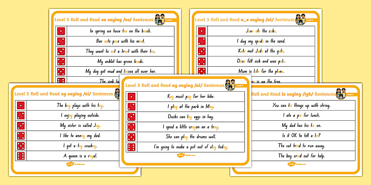 Twinkl Phonics Level 5 Roll and Read Sentences Weeks 1-10