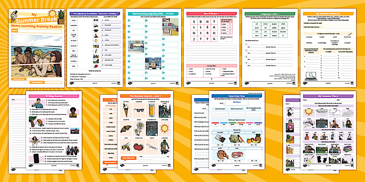 New to English EAL Older Learner Summer Break Home Learning Activity Pack