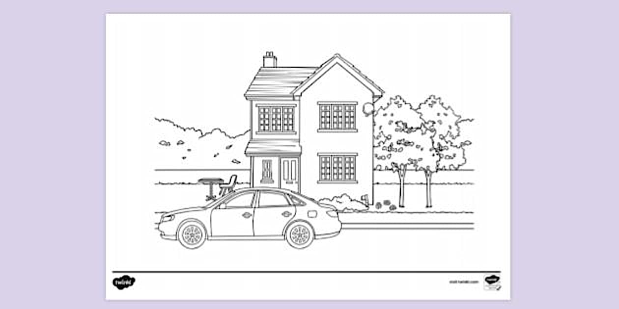 House Front Colouring Sheet | Colouring Sheets - Twinkl