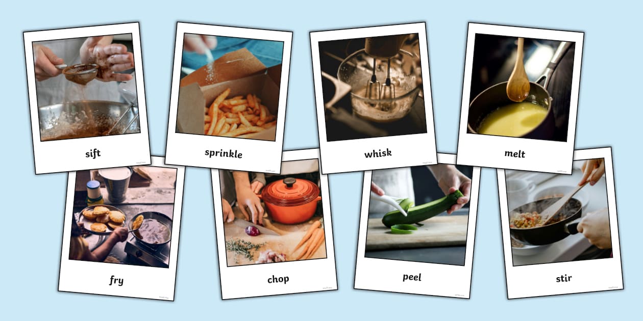Cooking Actions Instant Photo Style Display Images - Twinkl