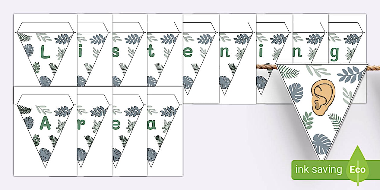 Botanical-Theme Listening Area Continuous Provision Bunting