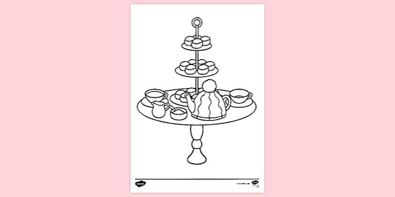 Afternoon Tea Colouring Sheet (Teacher-Made) - Twinkl