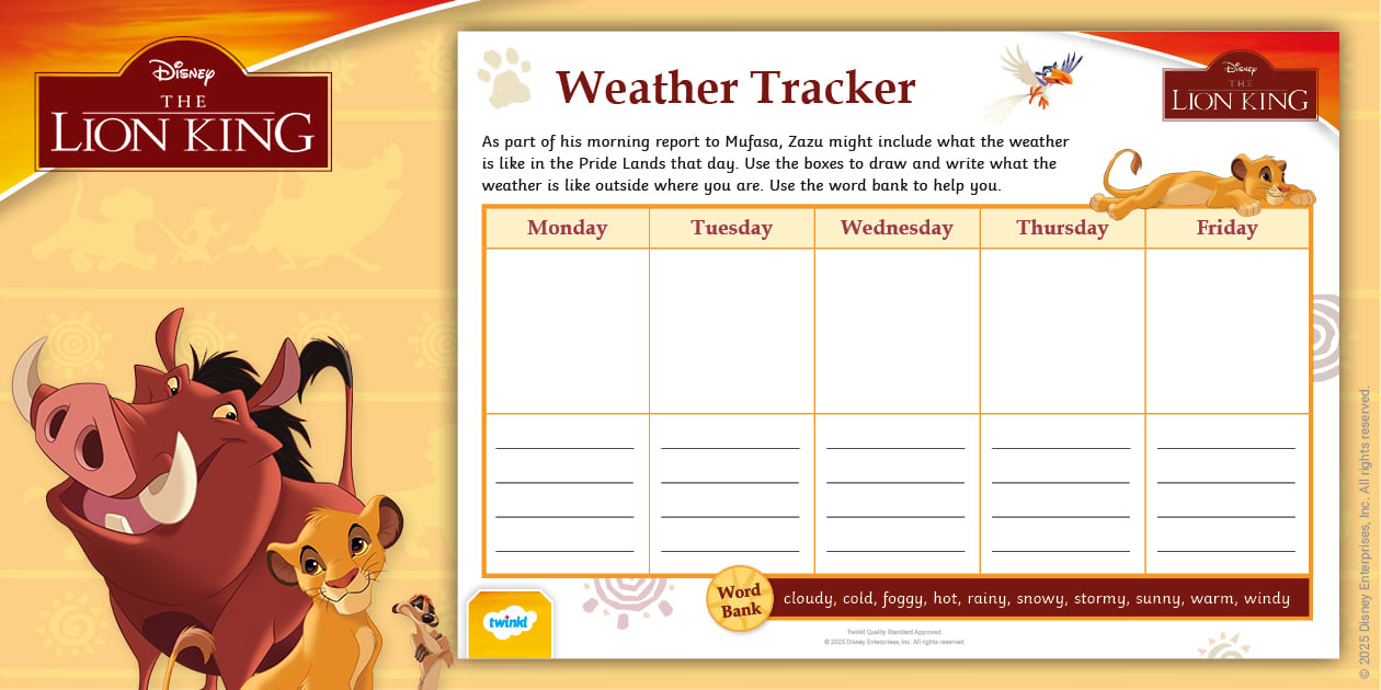 The Lion King: Pride Lands Weather Tracker [Ages 5 - 7]