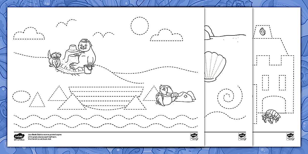 Seaside Pencil Control Sheets (teacher made) - Twinkl