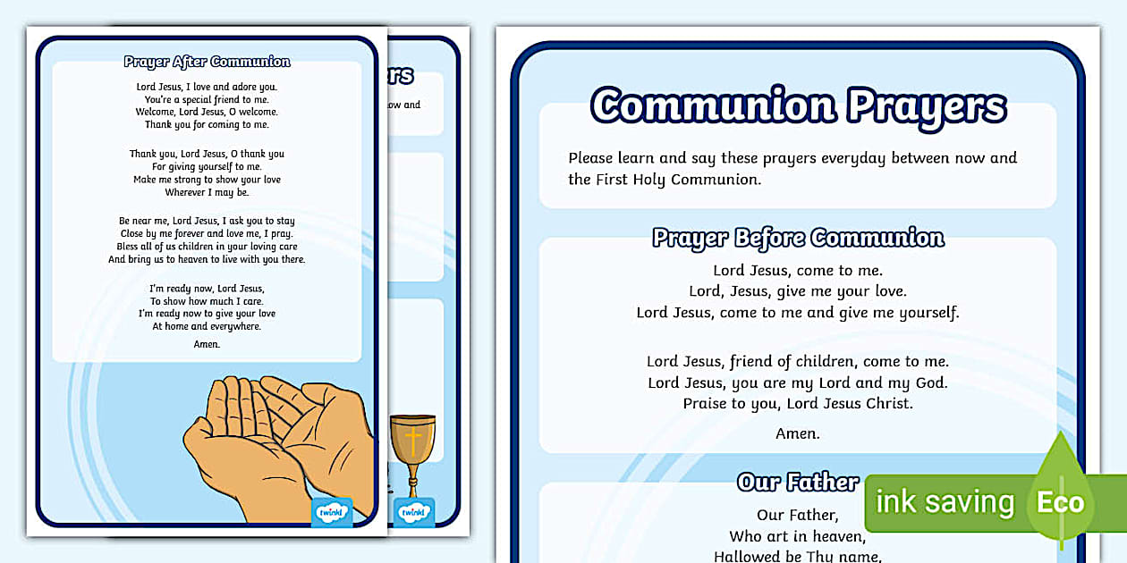 Communion Prayers Homework Display Poster - Twinkl