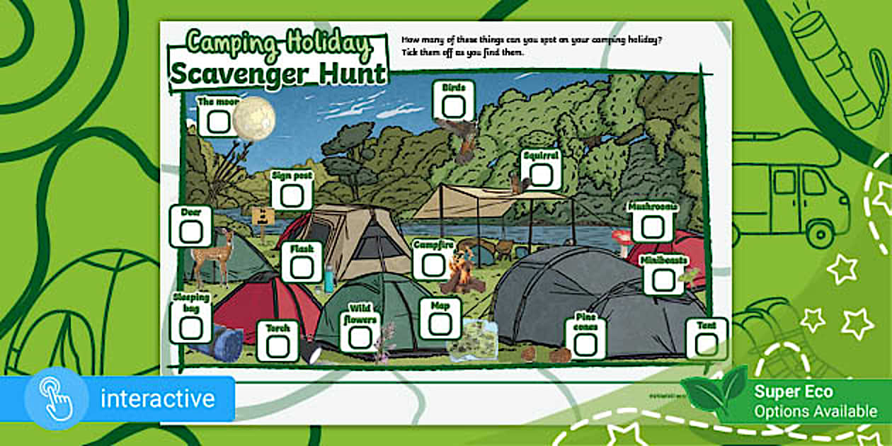 Camping Holiday Scavenger Hunt (teacher made) - Twinkl