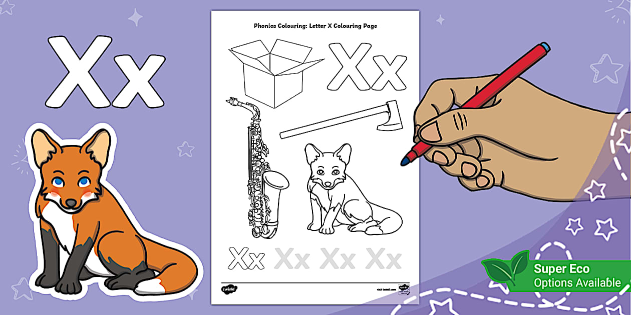 Letter X Phonics Colouring Sheet | Parents Resource - Twinkl
