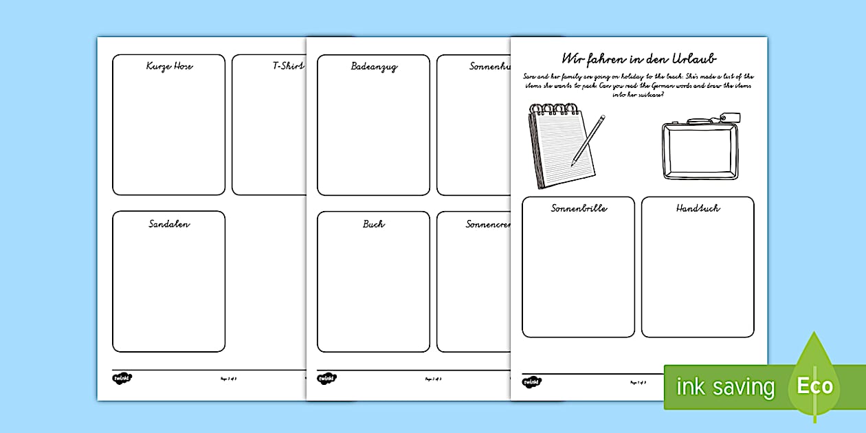 Summer Vocabulary Worksheet / Worksheet German