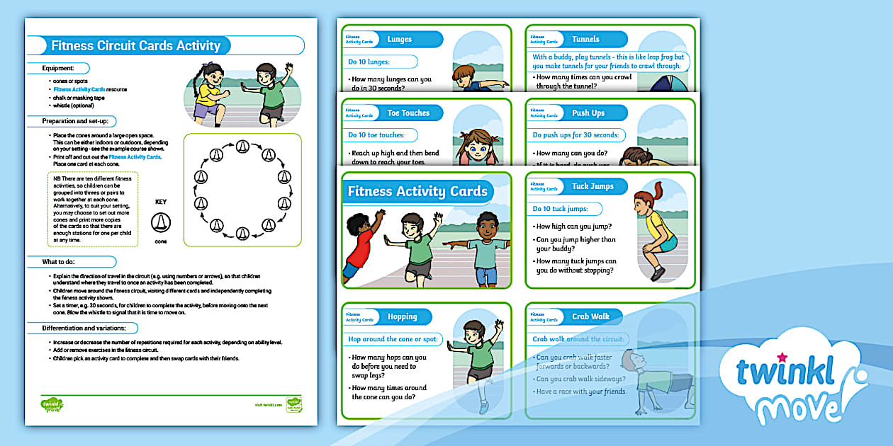 Fitness Circuit Cards - National Fitness Day - Twinkl Move