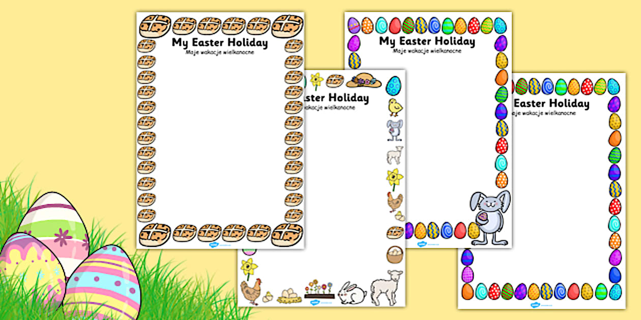 My Easter Holiday Writing Frames Polish Translation - Twinkl