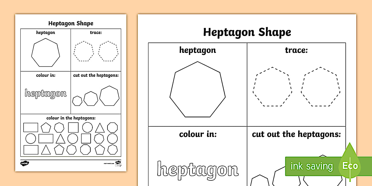 Heptagon Shape Worksheet - Hexagon Shape Worksheet - Twinkl