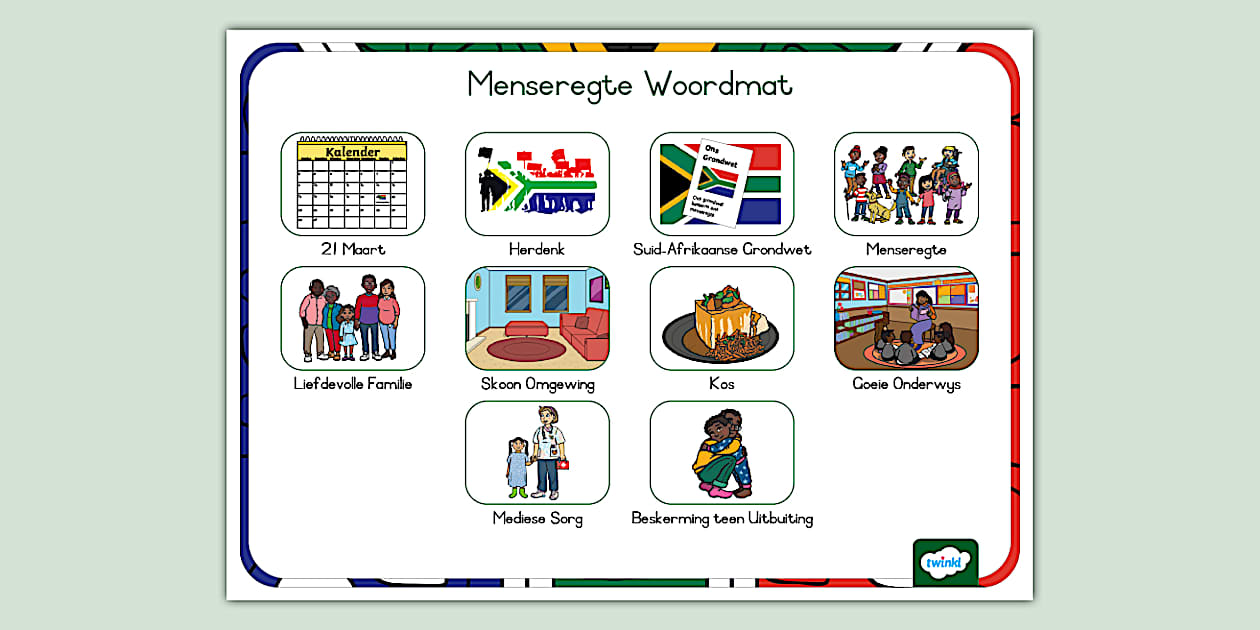 Menseregte Wooordmat (teacher made) - Twinkl