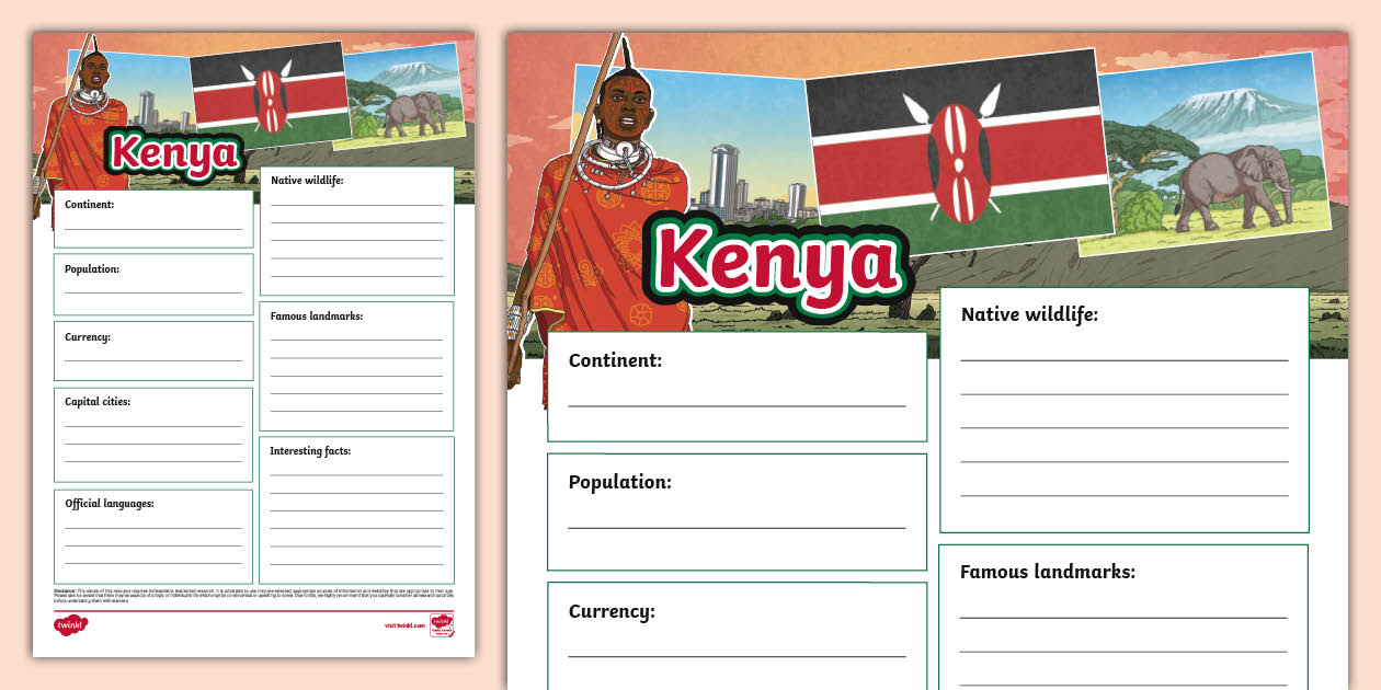 Kenya Fact File Template - Twinkl Geography (Teacher-Made)