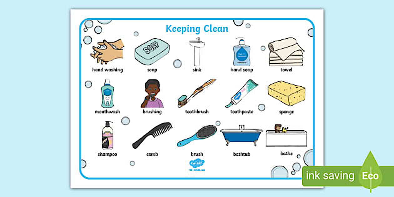 Editable Keeping Clean Word Mat (teacher made) - Twinkl