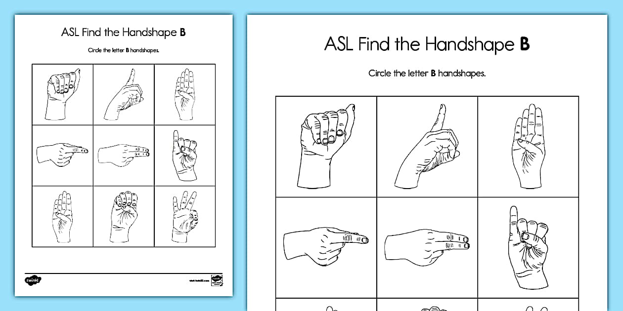 ASL Find the Handshape Letter B - Twinkl