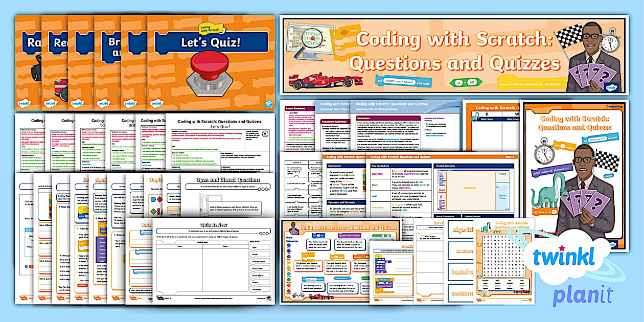 Computing: Coding with Scratch: Questions and Quizzes: Year 4 Unit Pack