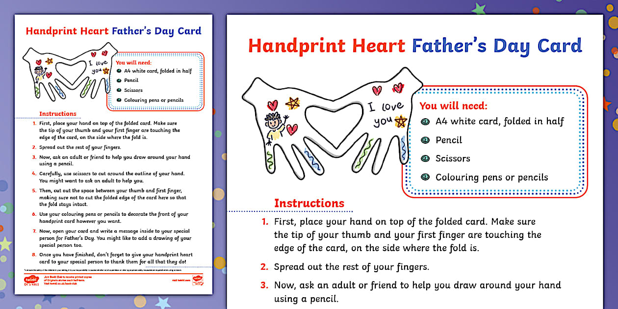 Father's Day Heart Handprint Card Craft Instructions