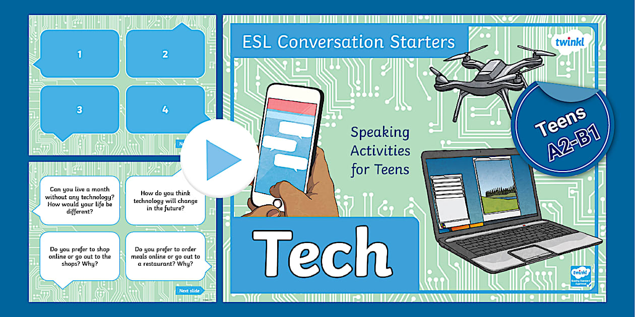 ESL Conversation Starters: Tech [Teens, A2-B1] - Twinkl
