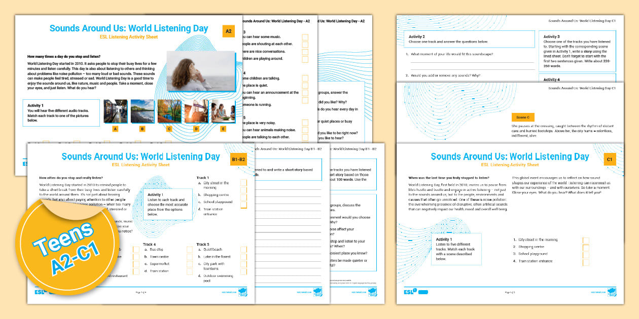 ESL Sounds Around Us: World Listening Day Activity Sheet