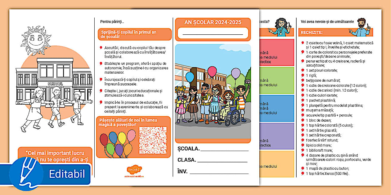 Pliant început de an școlar - clasa pregătitoare - Twinkl