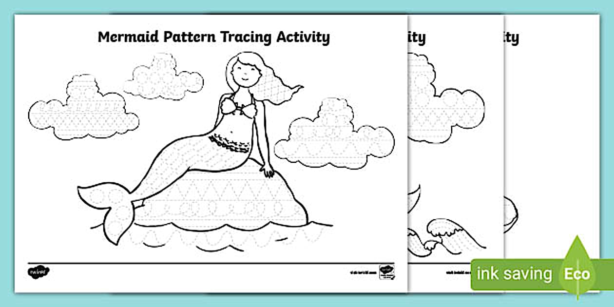 Mermaid Pattern Tracing Activity (teacher made) - Twinkl