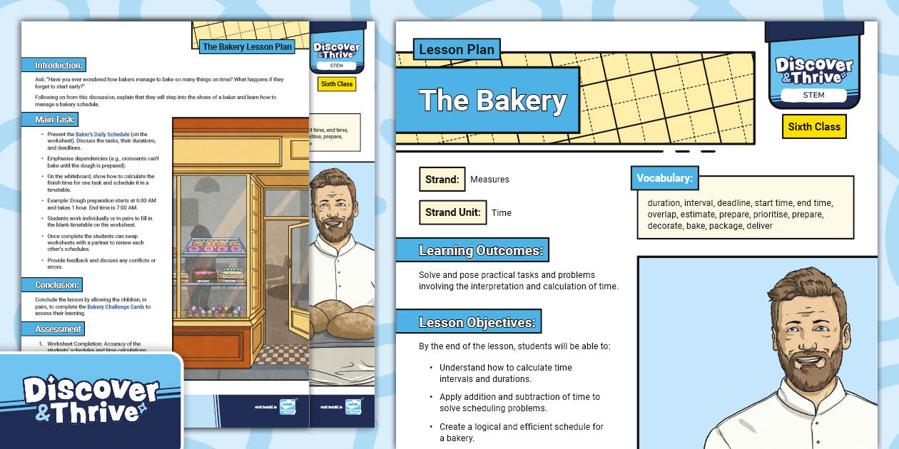 The Bakery Lesson Plan (Time) 6th Class (teacher made)