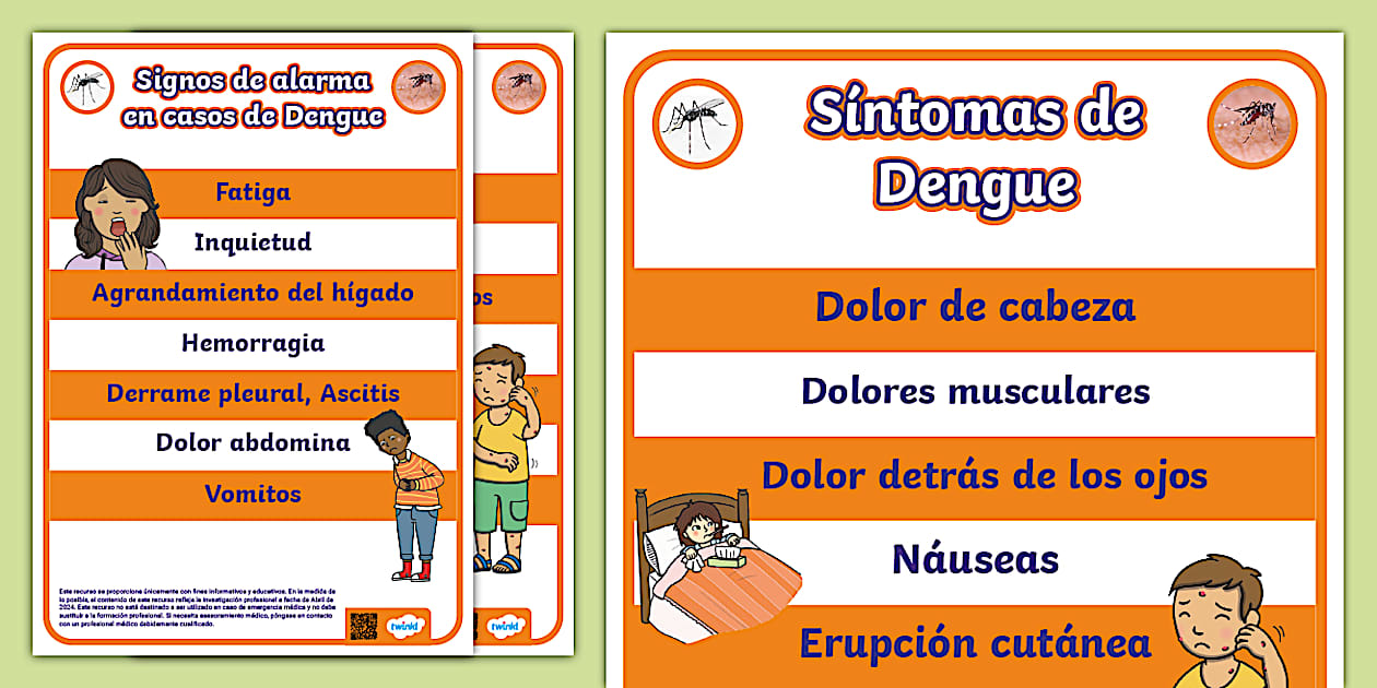 Póster: síntomas de Dengue (creat de profesori) - Twinkl