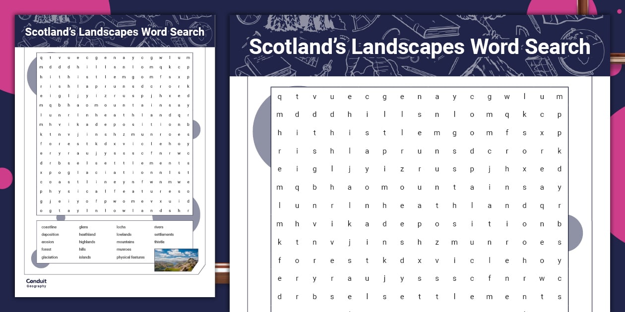 Scotland's Landscapes Word Search for Geography