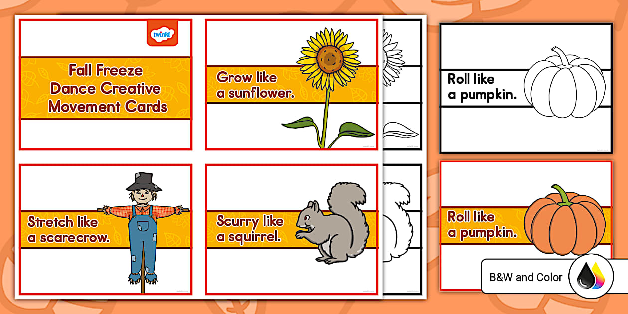 Fall Freeze Dance Creative Movement Cards (Teacher-Made)