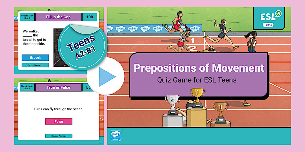 ESL Prepositions of Movement Quiz Game [Teens, A2-B1]
