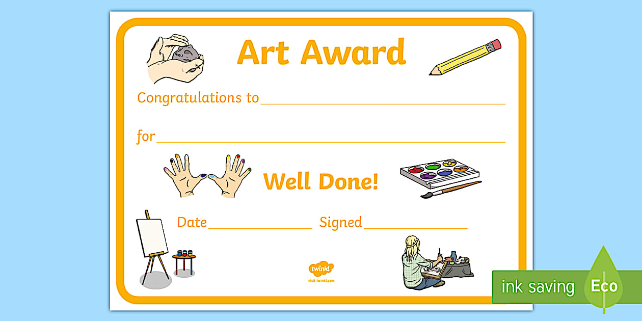 Editable Art Award Certificate Template (teacher made)