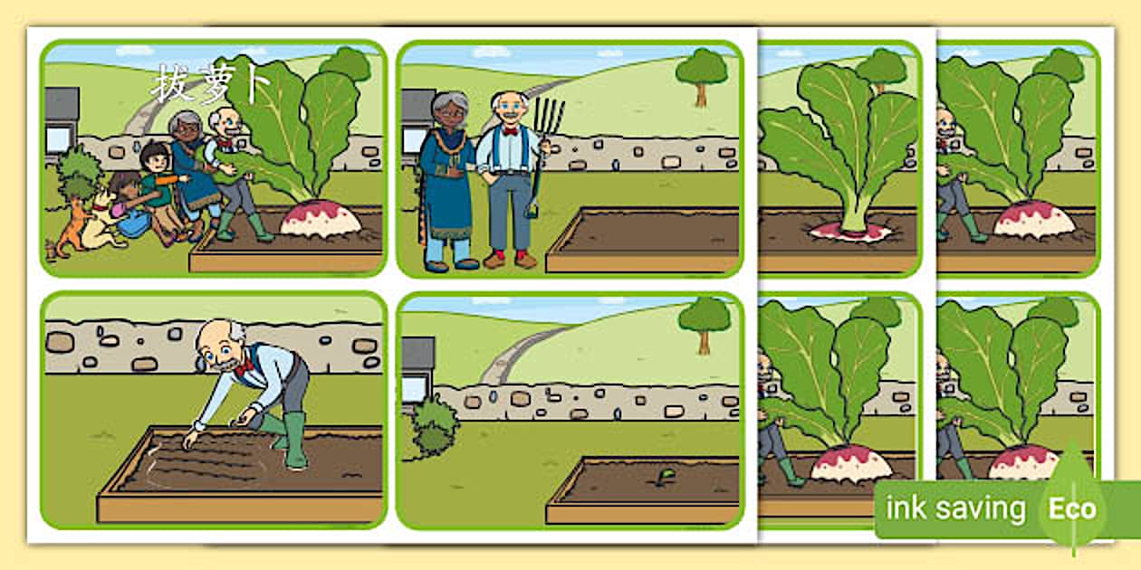 拔萝卜 故事排序卡 (teacher made) - Twinkl