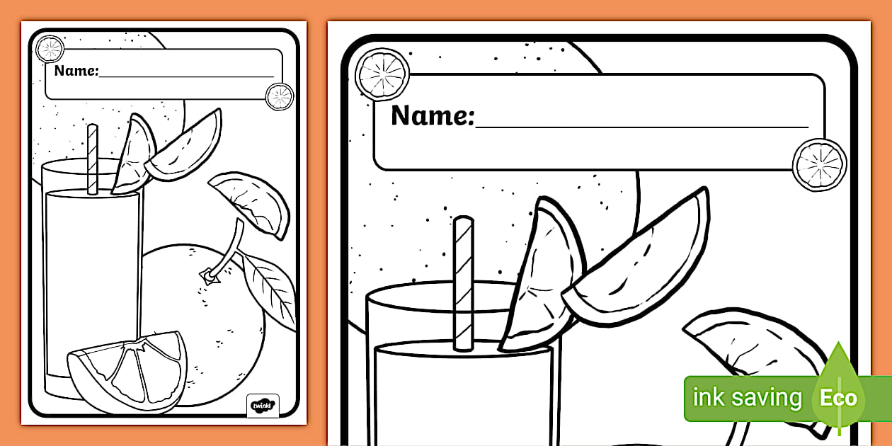 Orange Themed Colouring Cover | Orange Colouring Book Cover