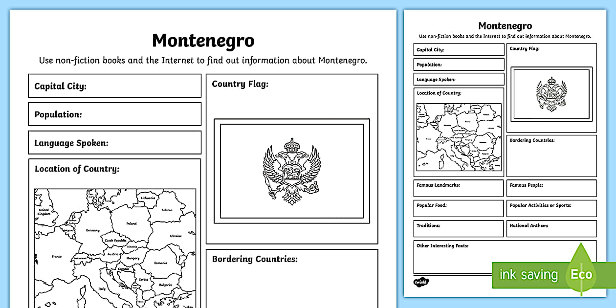 Montenegro Fact File Writing Template (Teacher-Made)