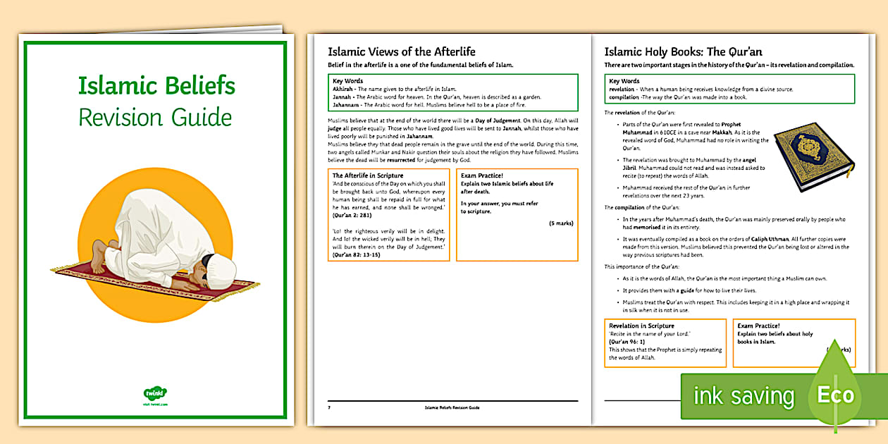 Editable Islamic Beliefs: Revision Booklet (teacher made)