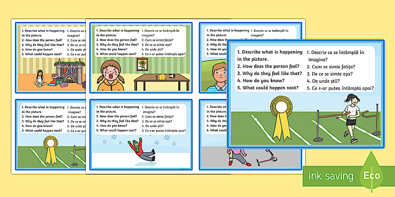 Inference Picture Cards English/Romanian (teacher made)