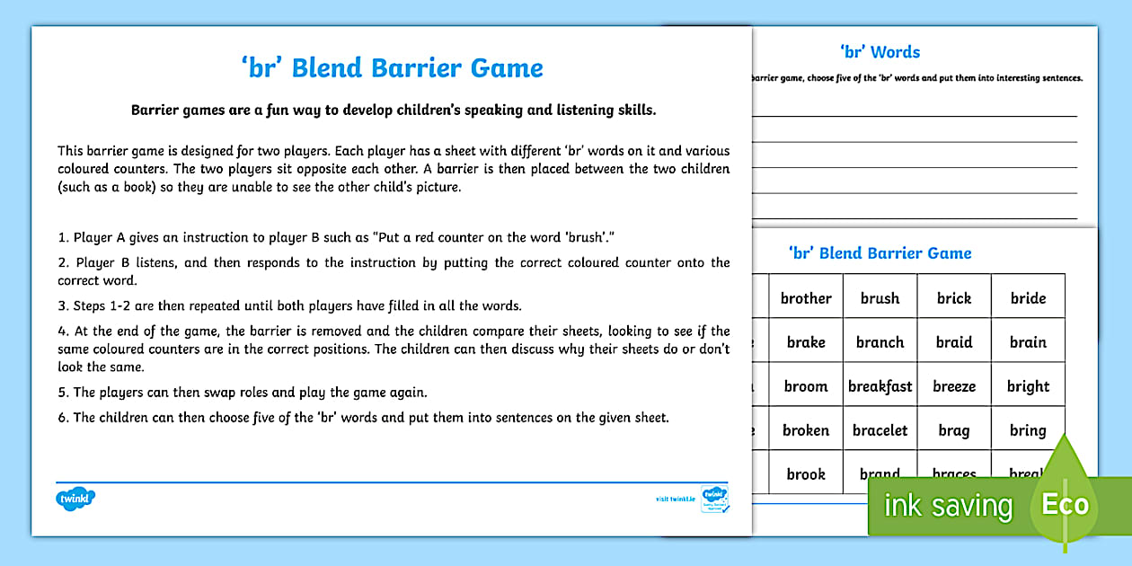 Editable 'br' Blend Barrier Game (teacher made) - Twinkl