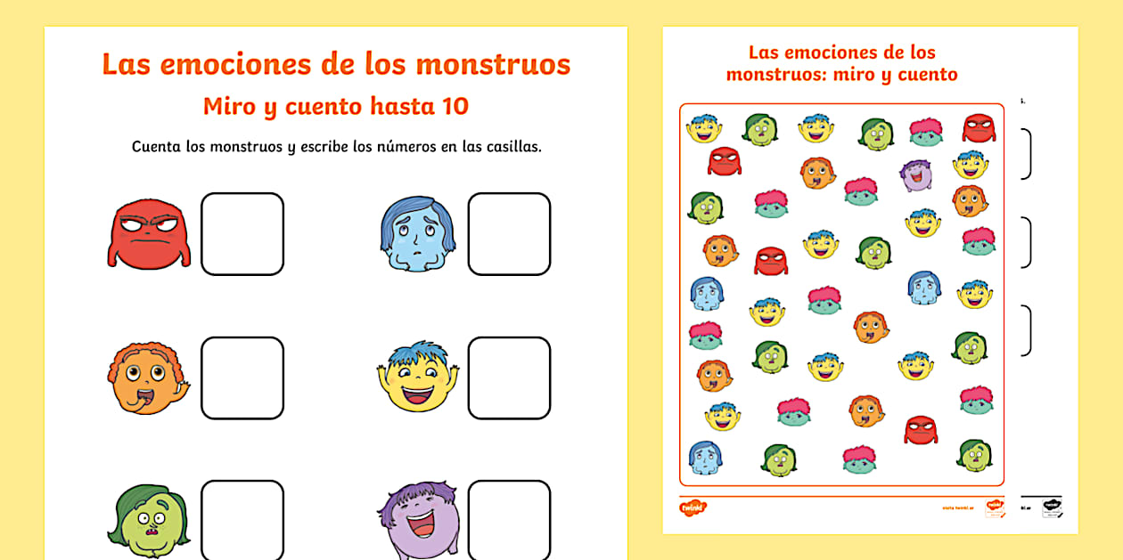 Las emociones de los monstruos: cuento hasta 10 - Twinkl