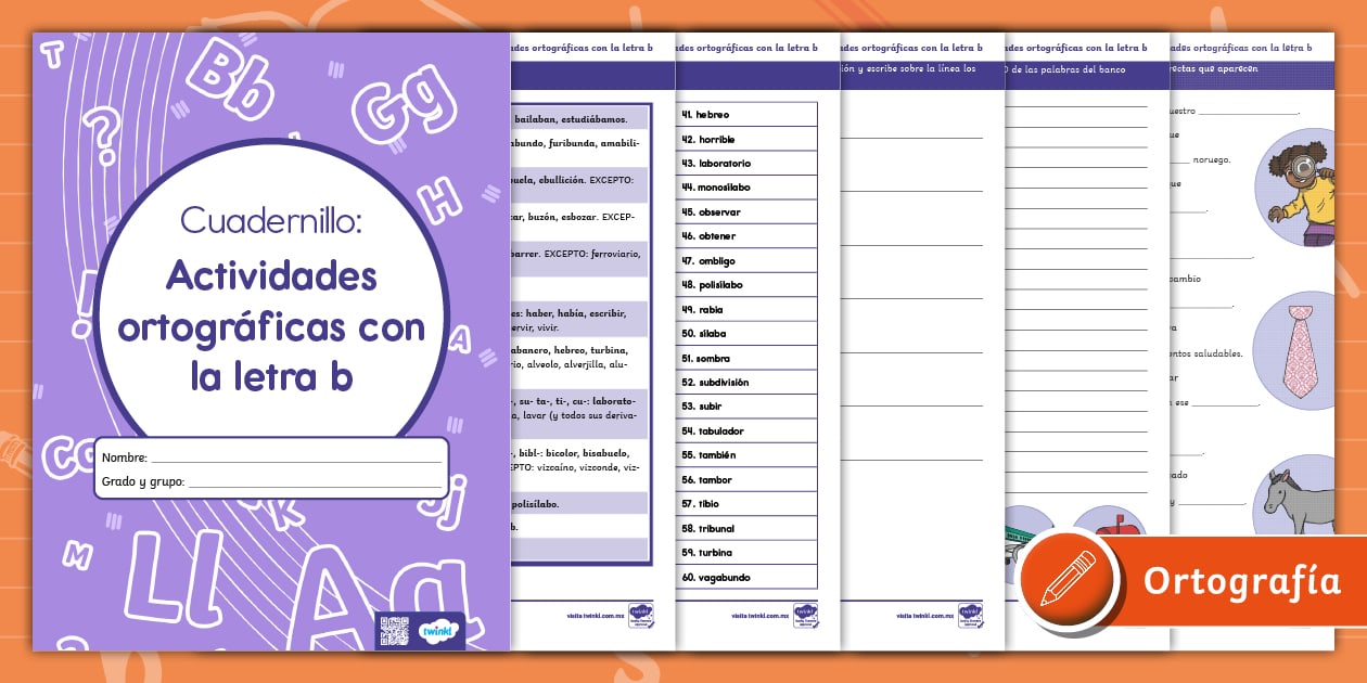 Cuadernillo: Actividades ortográficas con la letra b