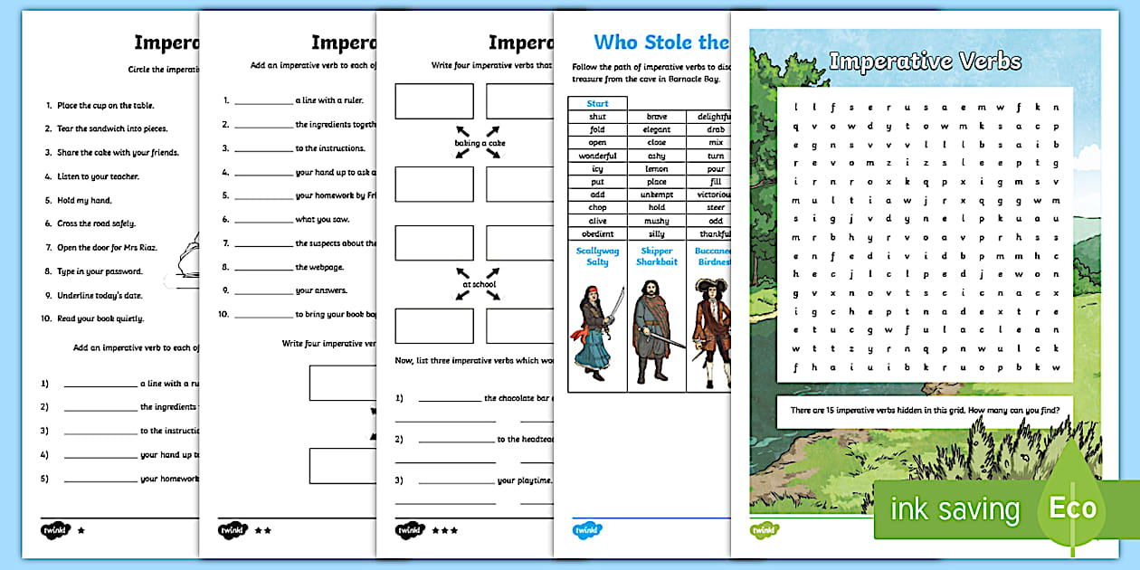Editable Imperative Verbs Differentiated Worksheets - Twinkl