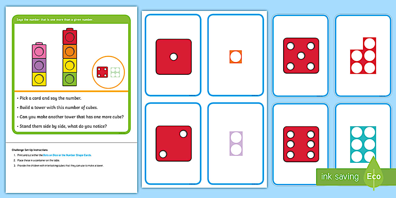 Maths One More Than Challenge: One More Than Towers - Twinkl