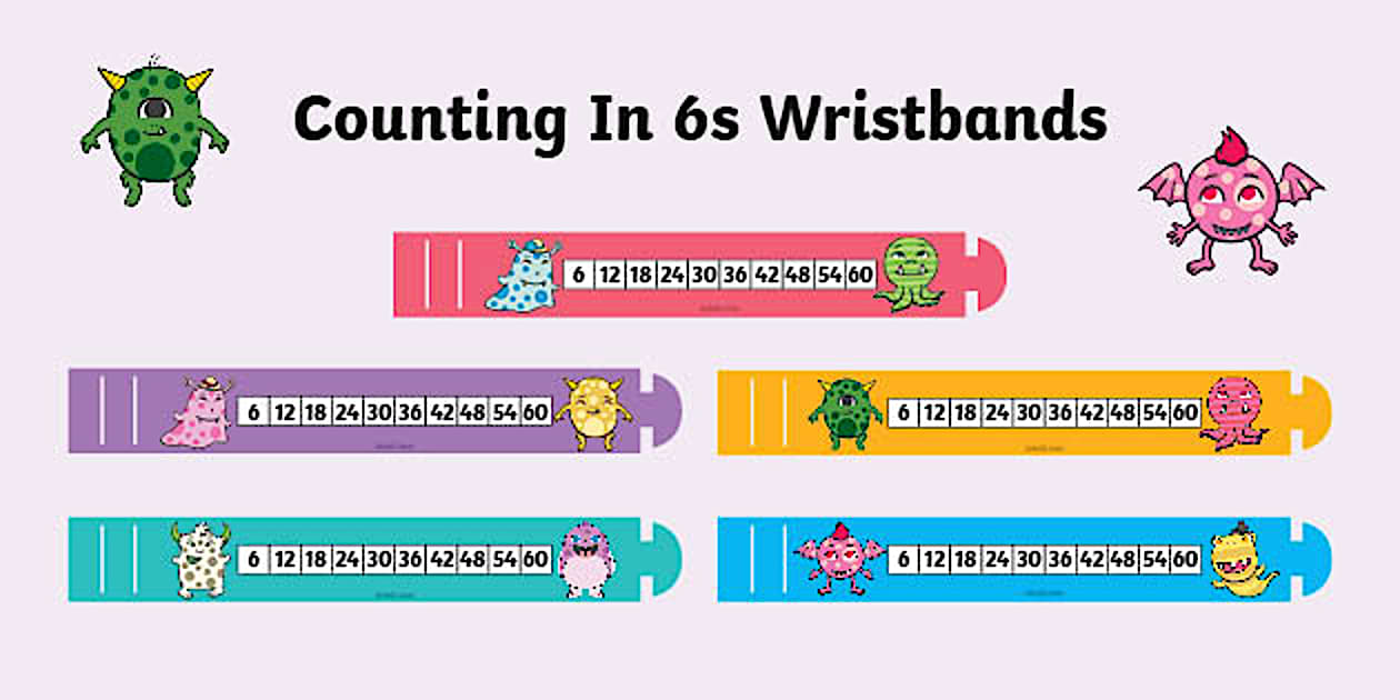 Counting In 6s Wristbands (teacher made) - Twinkl