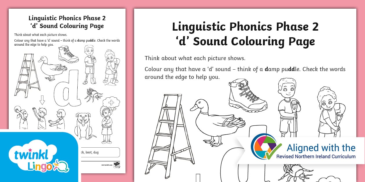 Linguistic Phonics Phase 2 'd' Sound Colouring Page - Twinkl