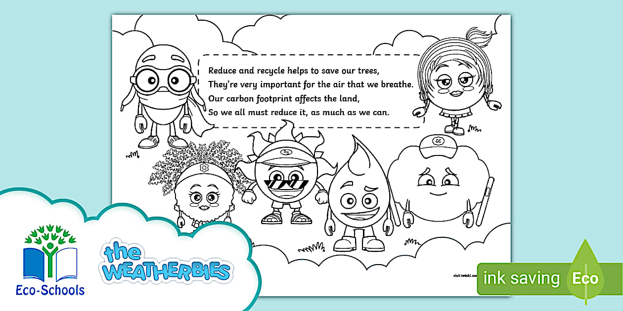 The Weatherbies Carbon Footprint Song Colouring Page