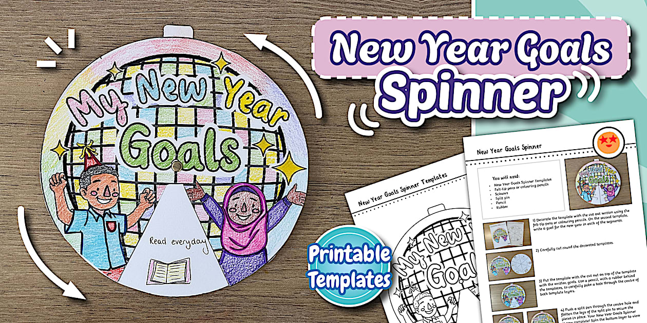 New Year Goals Spinning Wheel Craft | Twinkl Crafts