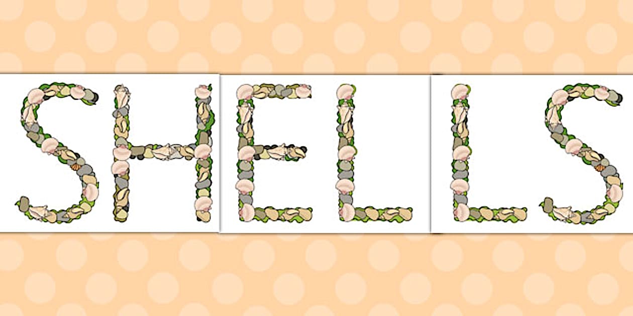Shells Pebbles and Seaweed Display Lettering - Twinkl
