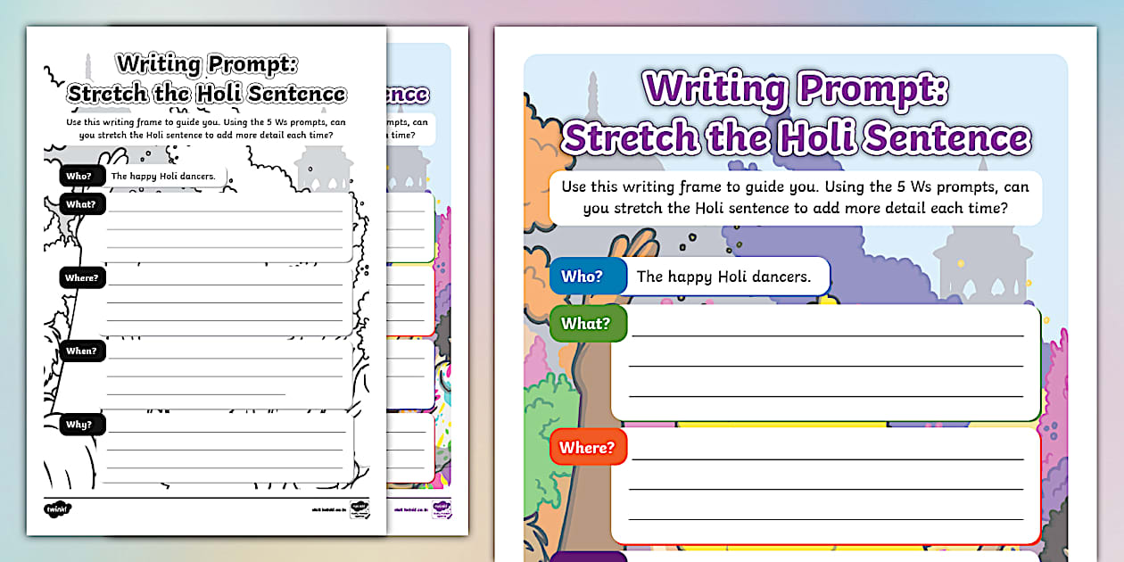 Writing Prompt: Stretch the Holi Sentence (Teacher-Made)