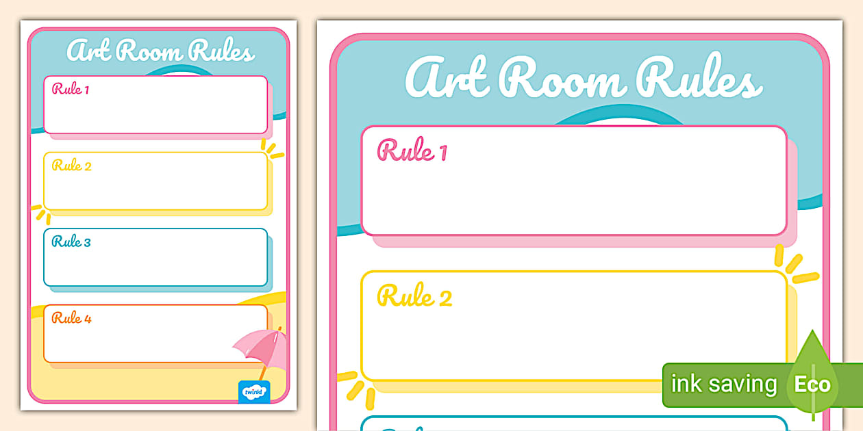 Art Room Rules Display Poster (Teacher-Made) - Twinkl